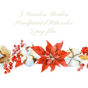 Watercolor Christmas Border Clipart. Winter Seamless Borders. PNG Files ...