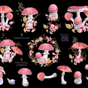 Watercolor Fall Clipart, Forest Autumn Clipart, Handpainted Mushrooms ...