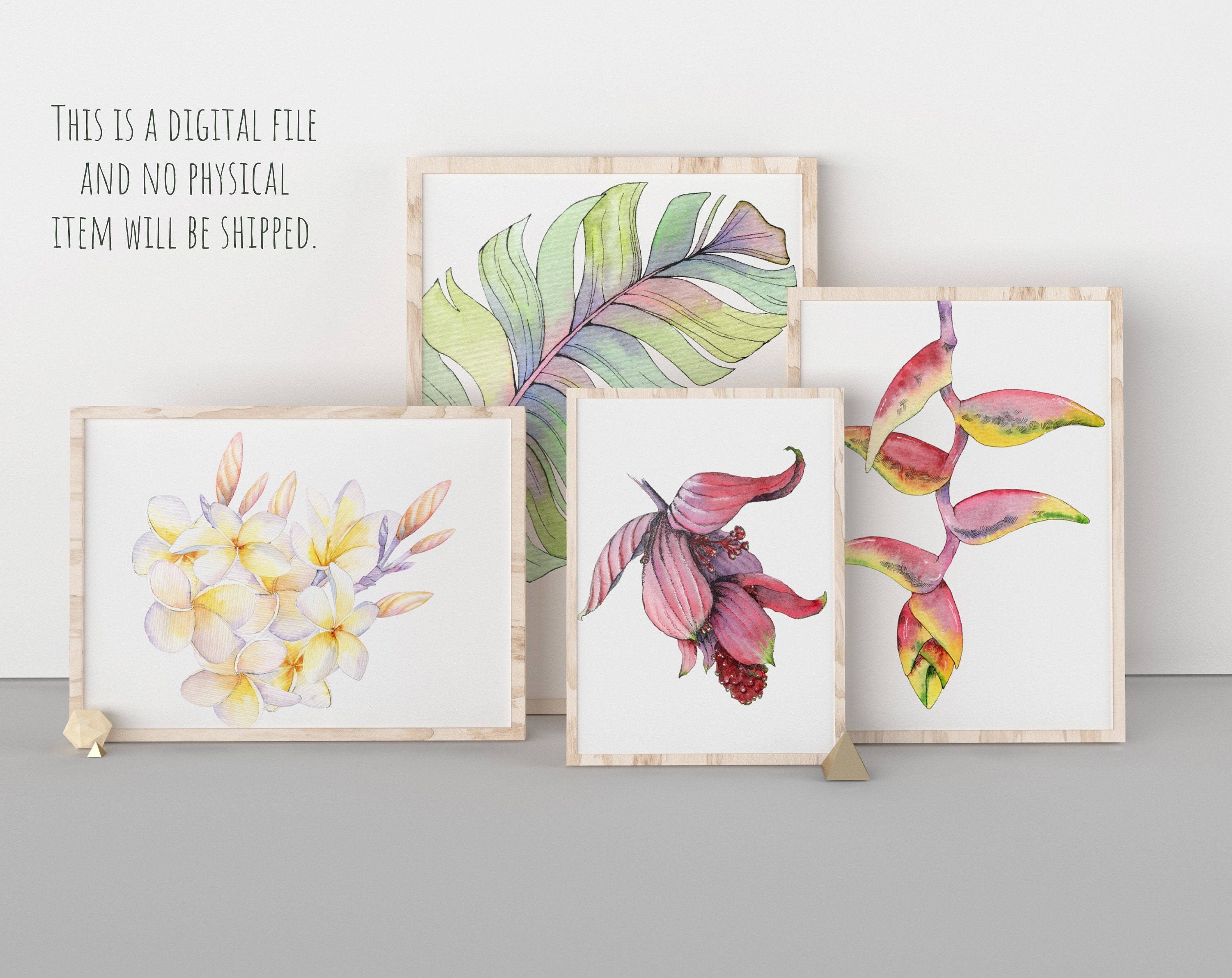 Watercolor tropical clipart handpainted bright summer | Etsy