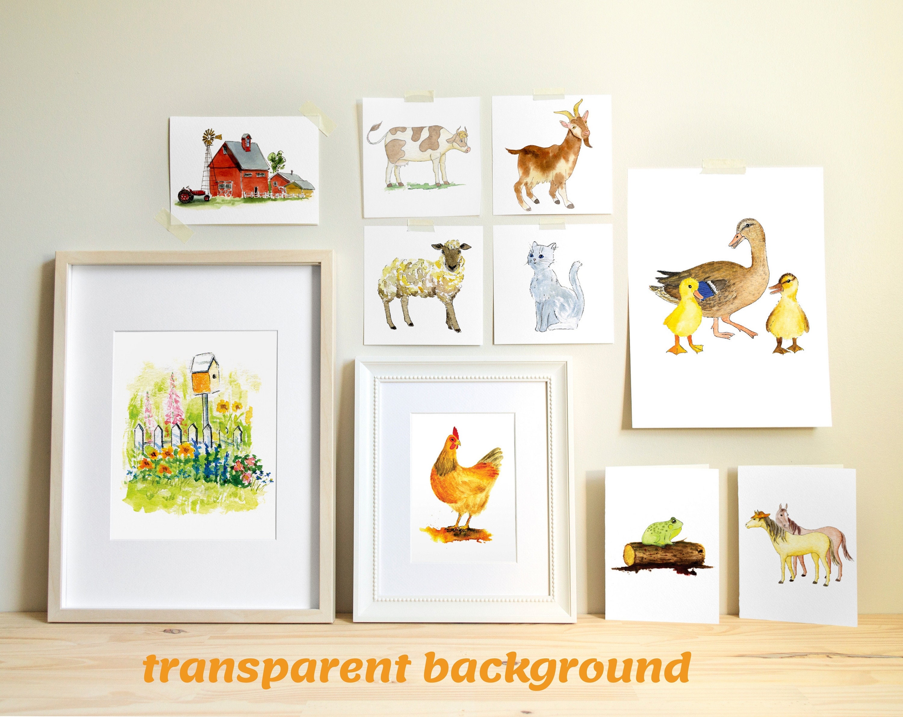 Watercolor Farm Animals Clipart . 20 Hand Painted Watercolor - Etsy