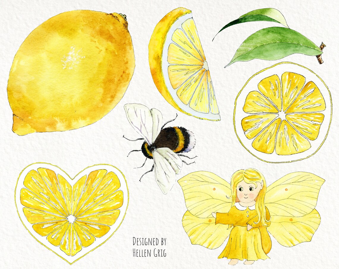 Watercolor Lemon Clipart Handpainted Bright Summer Fruit. Png - Etsy