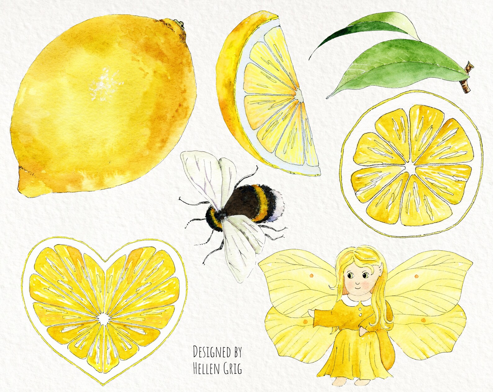 Watercolor Lemon Clipart Handpainted Bright Summer Fruit. Png - Etsy
