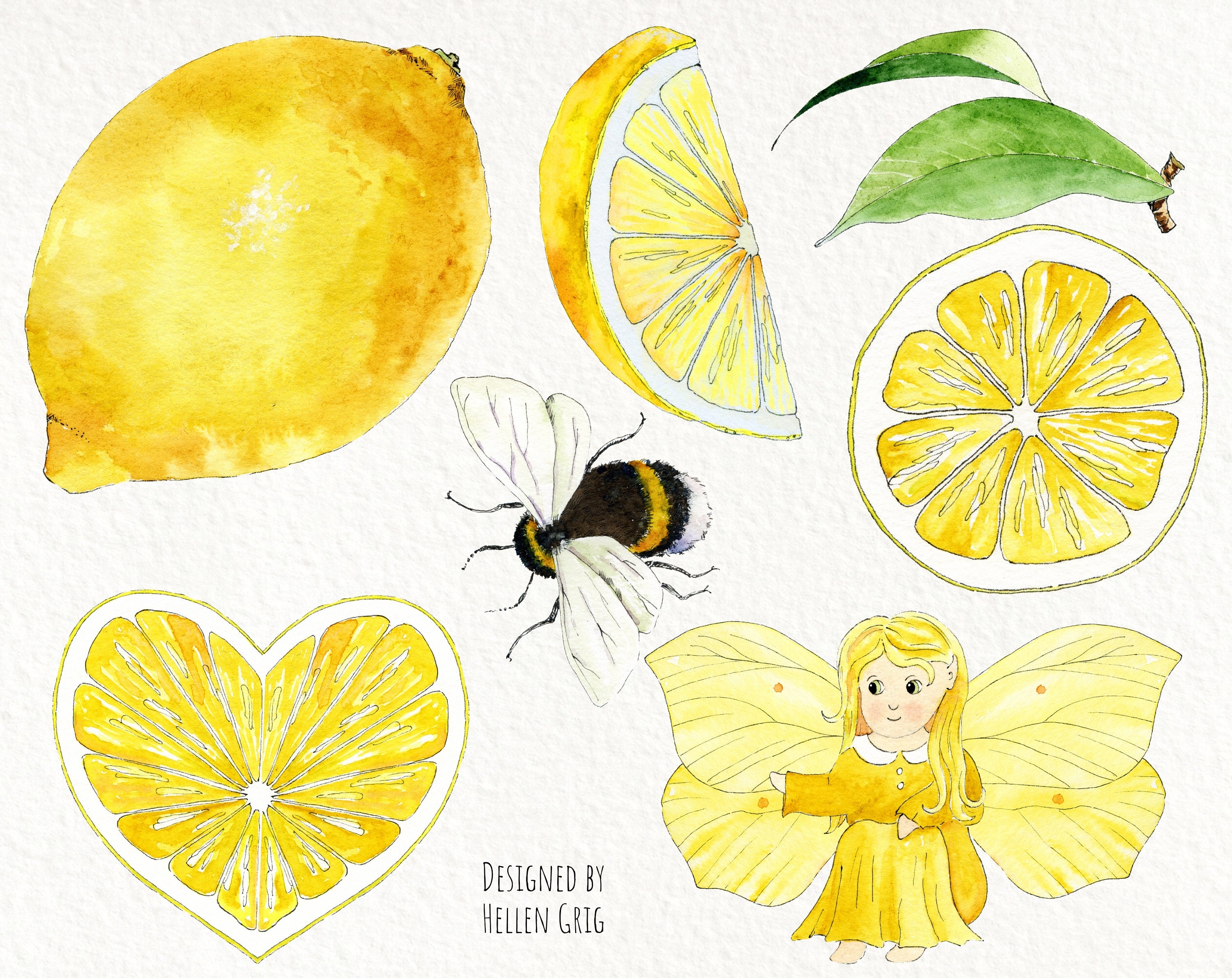 Watercolor Lemon Clipart Handpainted Bright Summer Fruit. Png - Etsy