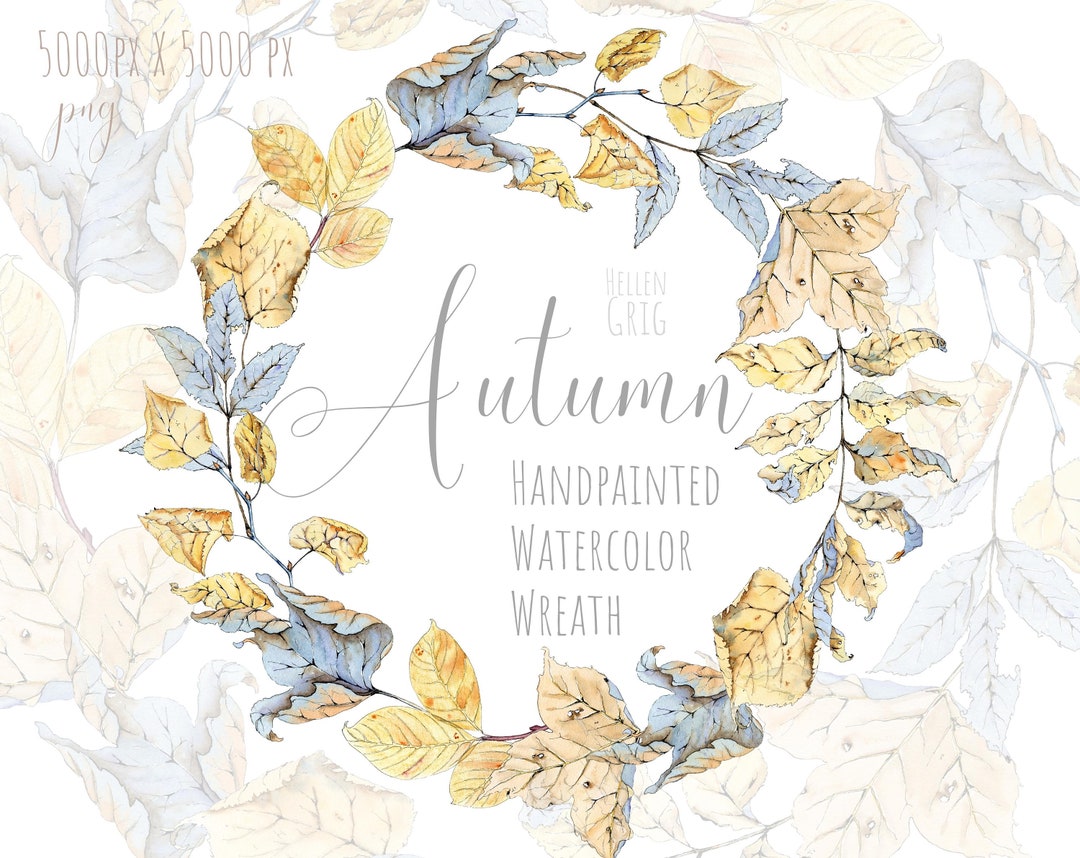 Watercolor Fall Wreath. Watercolor Leaves Clipart, Handpainted Boho ...