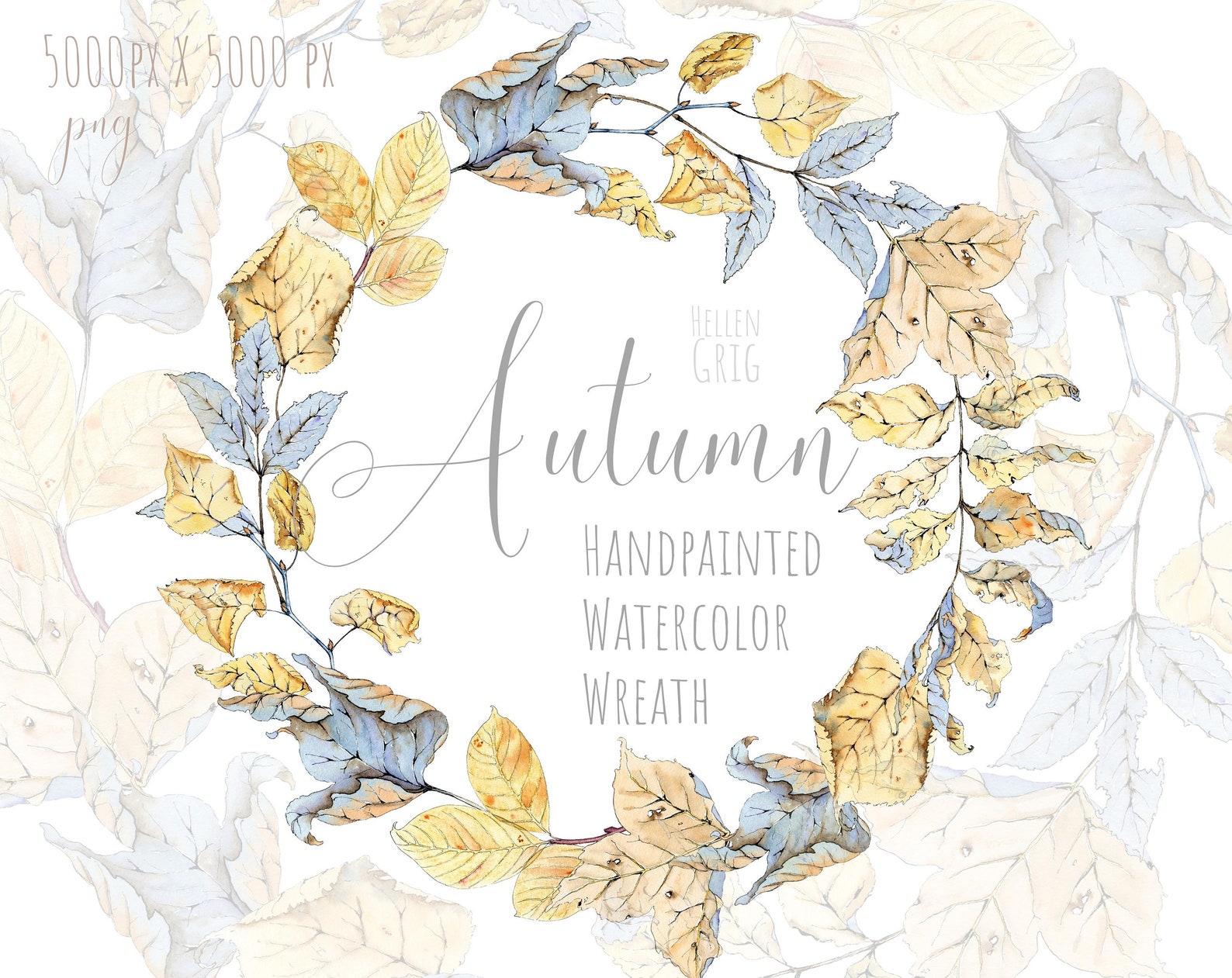 Watercolor Fall Wreath. Watercolor Leaves Clipart, Handpainted Boho ...