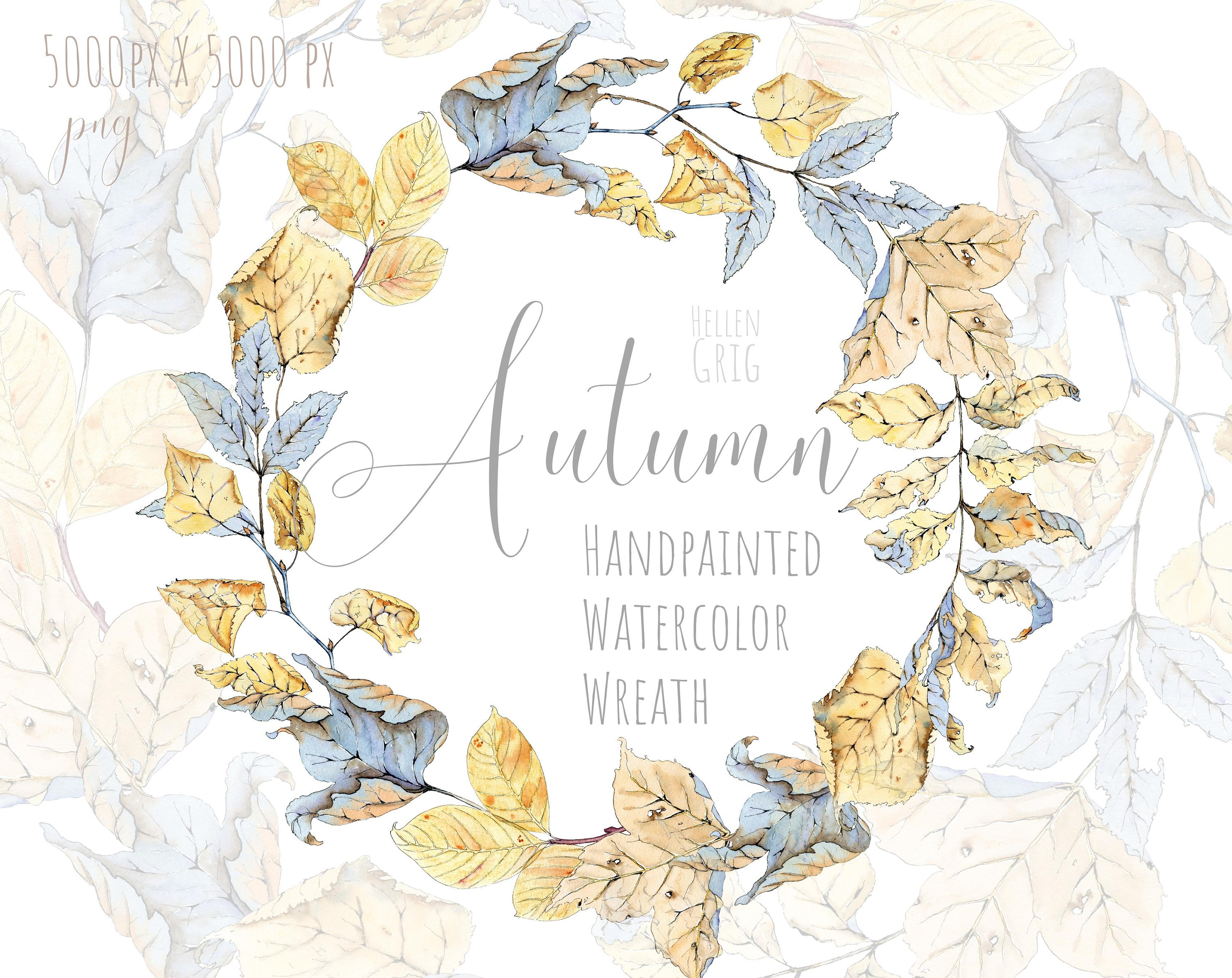 Watercolor Fall Wreath. Watercolor Leaves Clipart Handpainted - Etsy