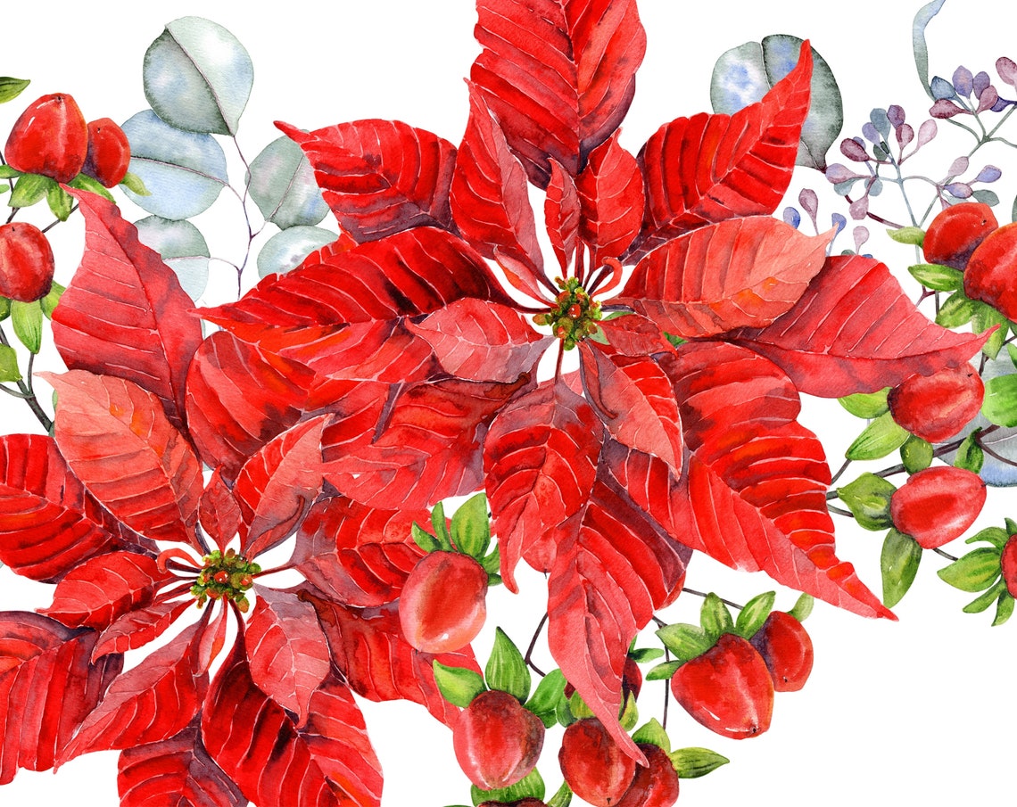 Watercolor Christmas Clipart. Handpainted Individual Winter - Etsy