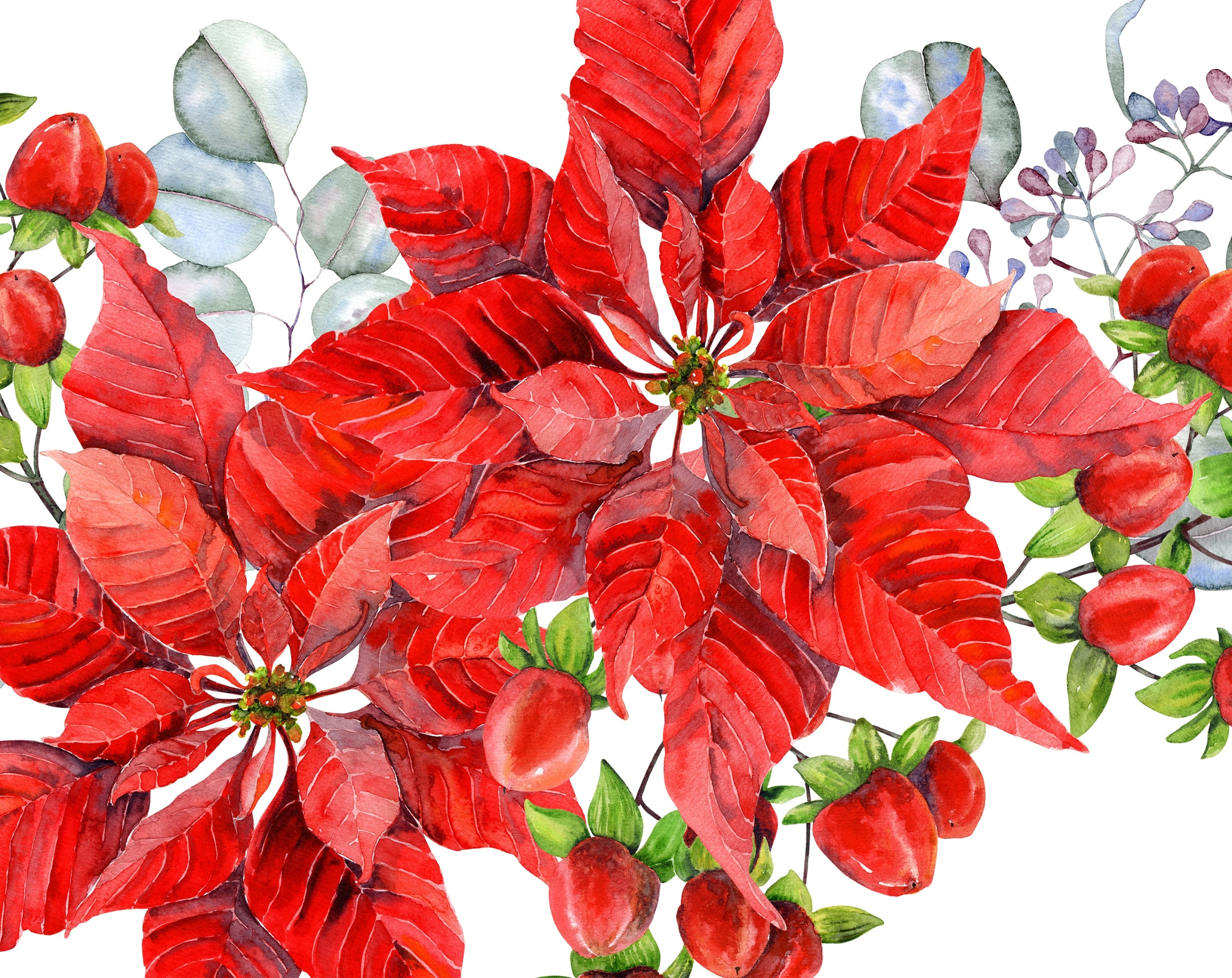 Watercolor Christmas Clipart. Handpainted Individual Winter Clipart ...