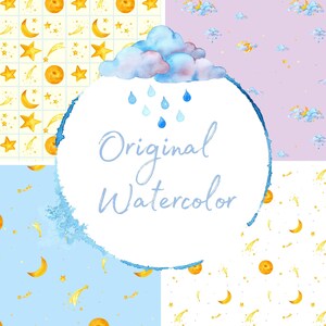 Watercolor Sky Digital Paper, 12 Seamless Patterns. Handpainted Clouds ...