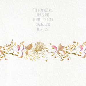 Pink Autumn Border. Watercolor Clipart. Fall Seamless Borders. PNG ...