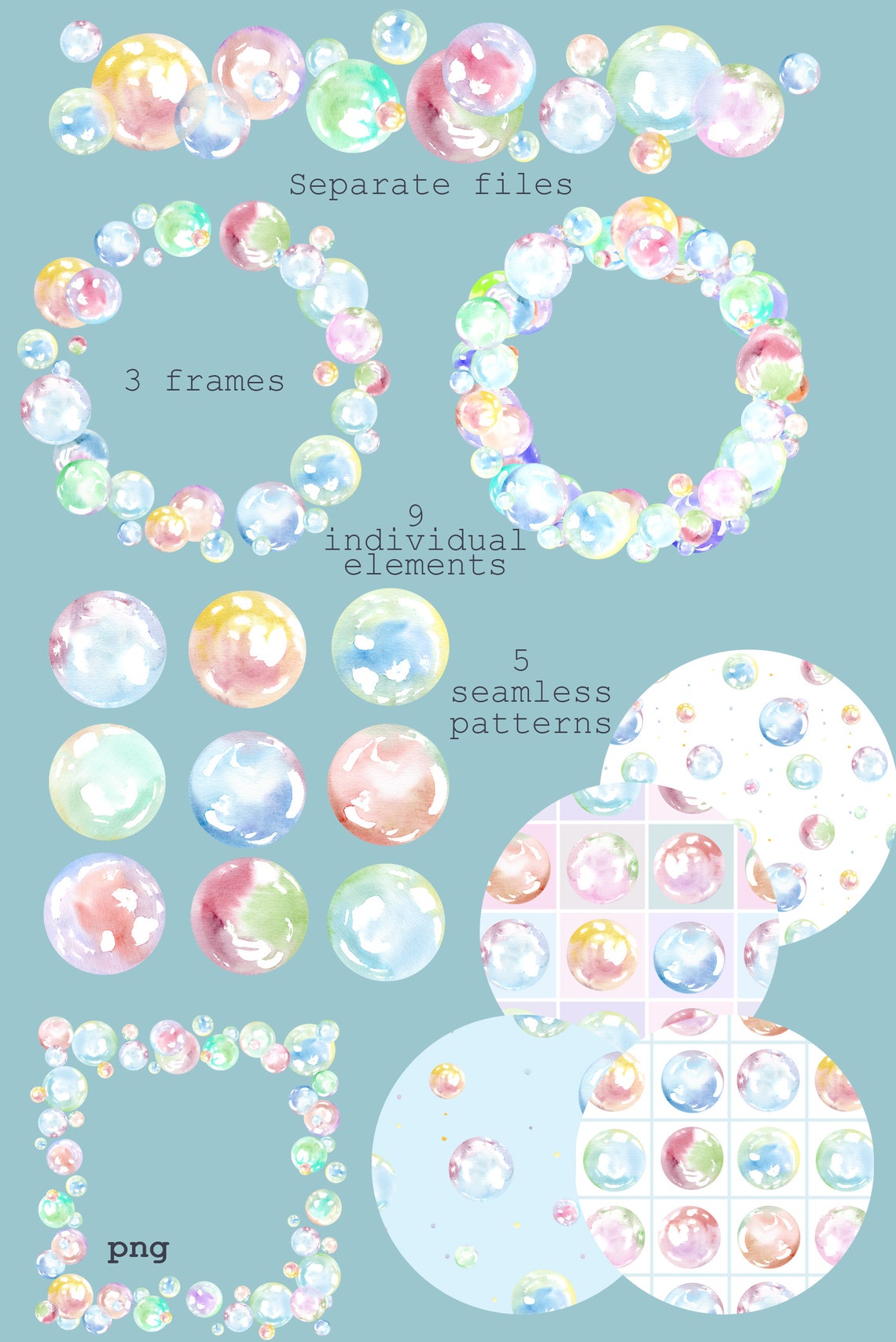 Bubble Watercolor Clipart Nursery Clipart. Digital Paper - Etsy