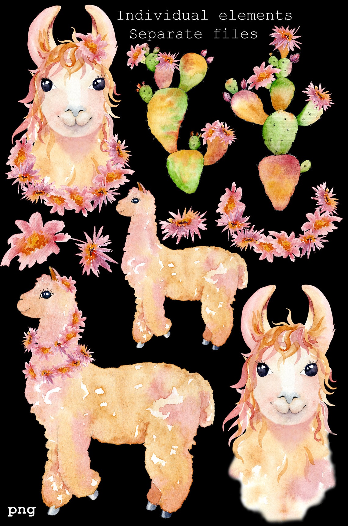 Watercolor Llama Clipart Handpainted Alpaca Clip Art for - Etsy