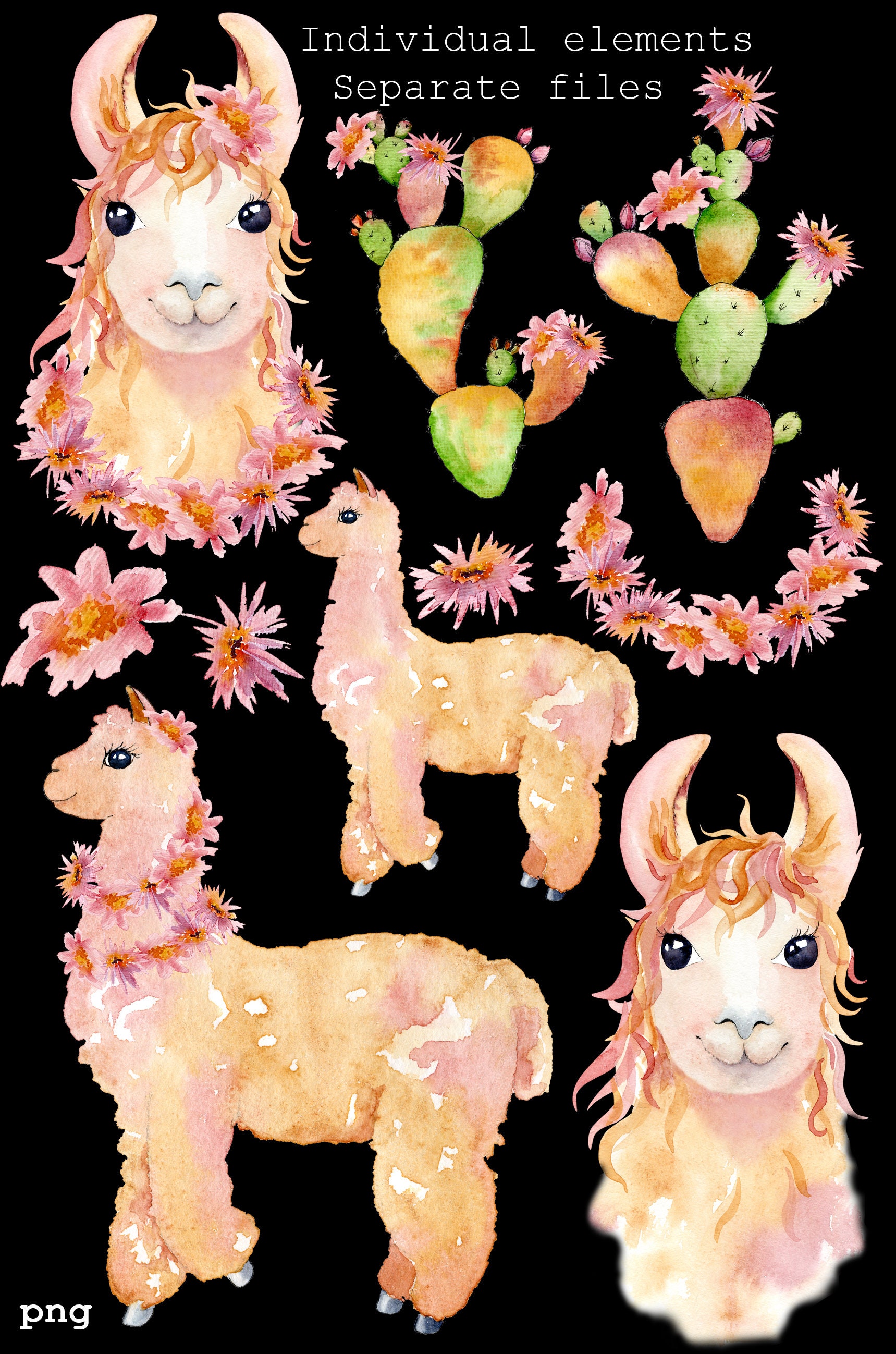 Watercolor Llama Clipart Handpainted Alpaca Clip Art for - Etsy