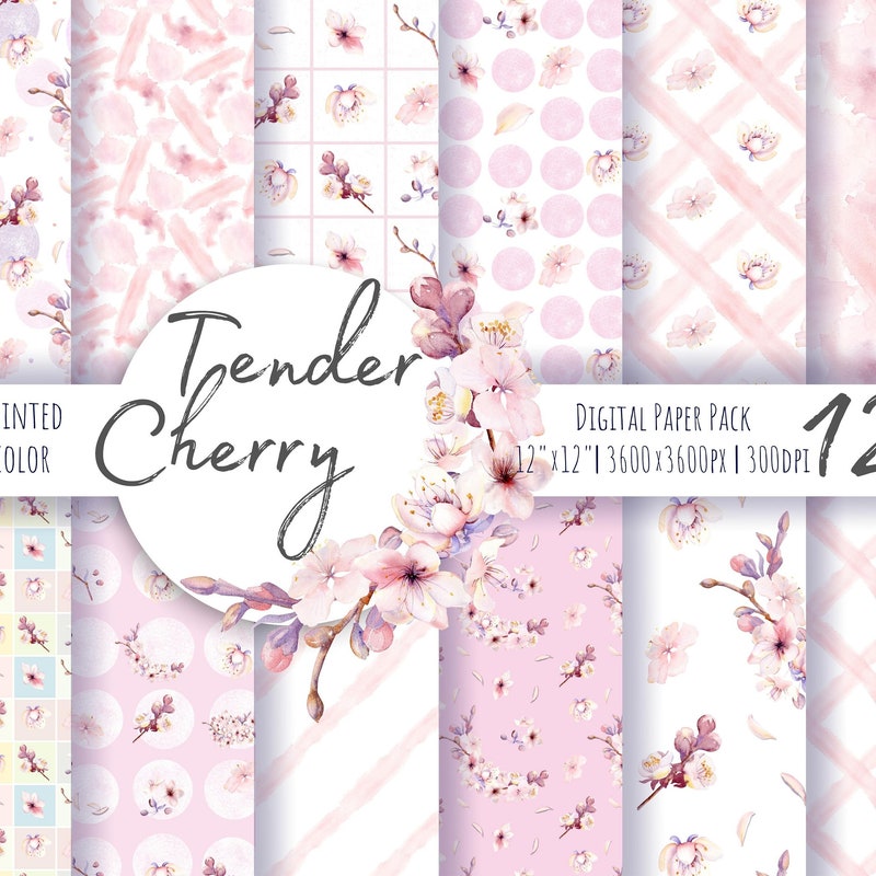 Cherry Digital Paper - Etsy