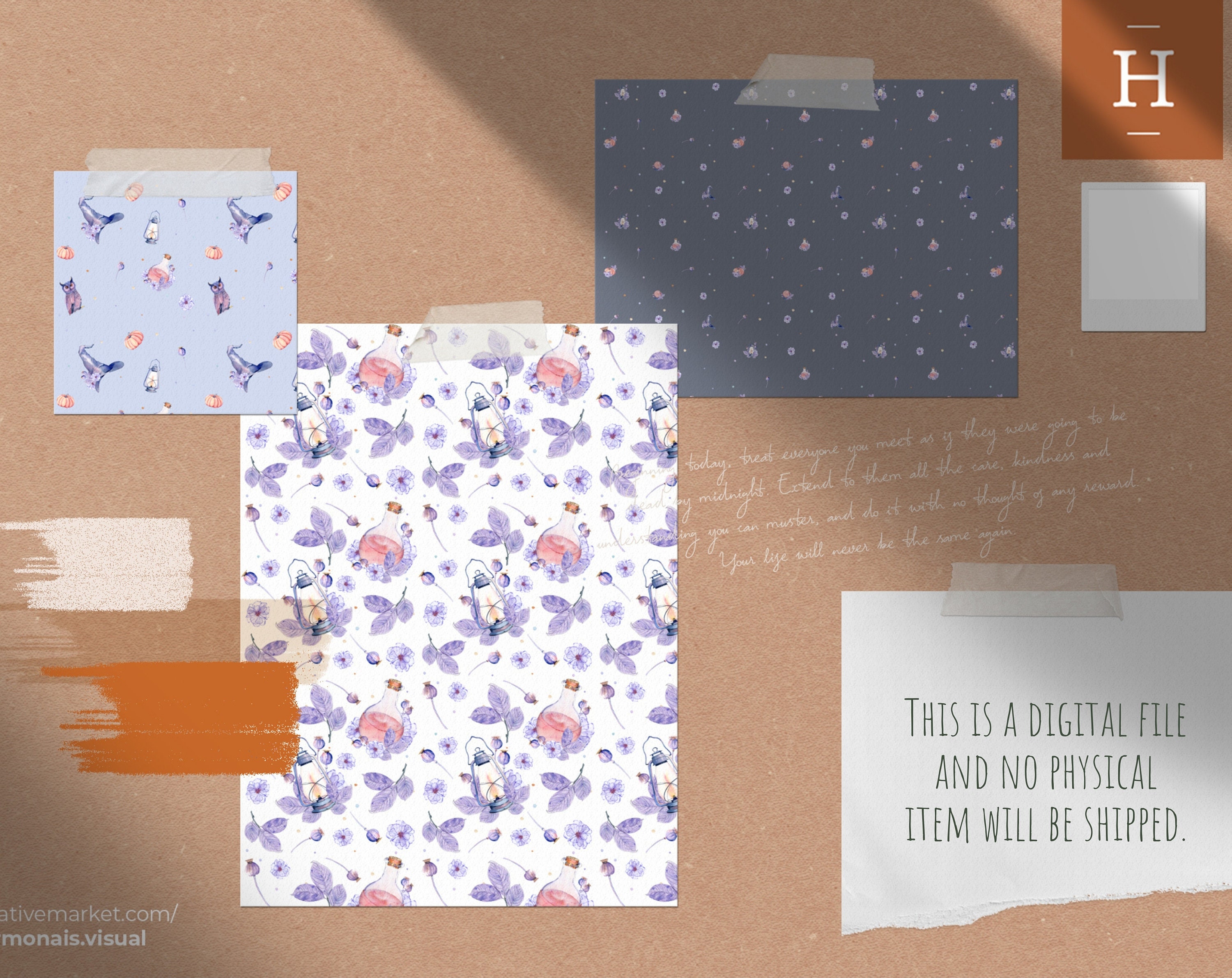 Watercolor Halloween Digital Paper, 16 Seamless Patterns. Handpainted ...