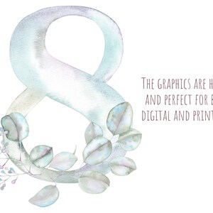 Watercolor Numbers Clipart, Hand Painted Number Floral Clip Art ...