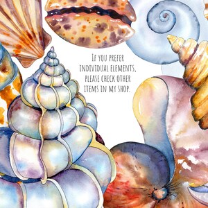 Watercolor Seashell Digital Paper, 12 Seamless Patterns. Nautical ...