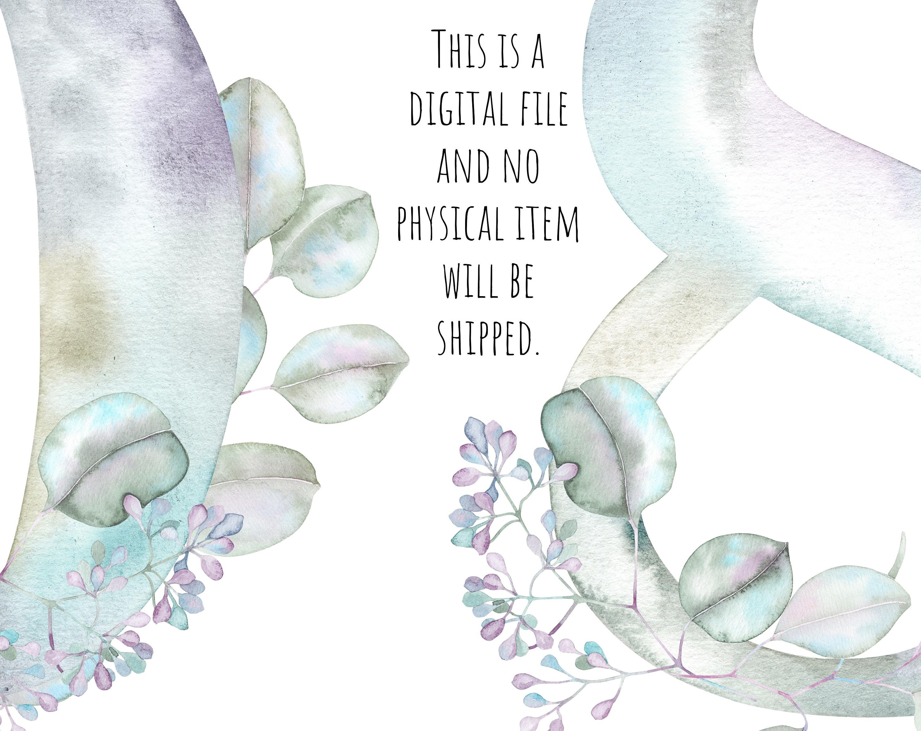 Watercolor Numbers Clipart, Hand Painted Number Floral Clip Art ...