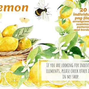 Watercolor Lemon Frame Clipart. Handpainted Bright Summer Fruit. Gold ...
