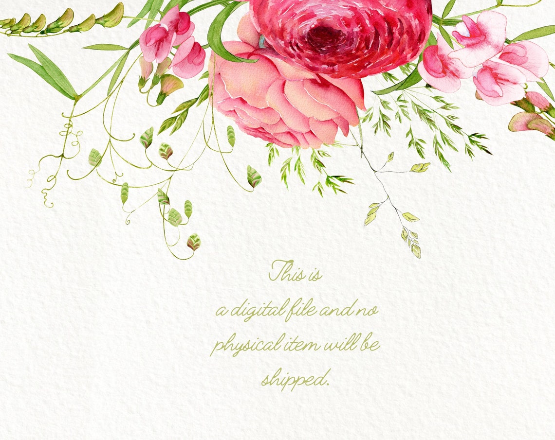 Watercolor Flower Clipart Pink Peony Bouquet Floral - Etsy