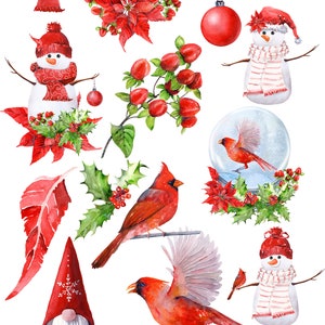 Watercolor Christmas Clipart. Handpainted Individual Winter Clipart ...