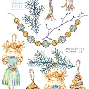 Watercolor Boho Christmas Clipart. Handpainted Winter Clipart ...