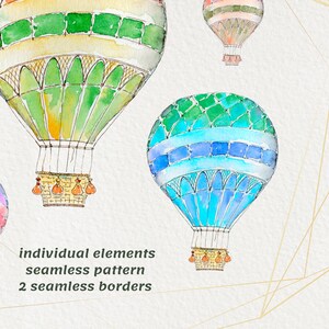 Hot Air Balloon Hand Painted Watercolor Clipart, Nursery Clip Art ...