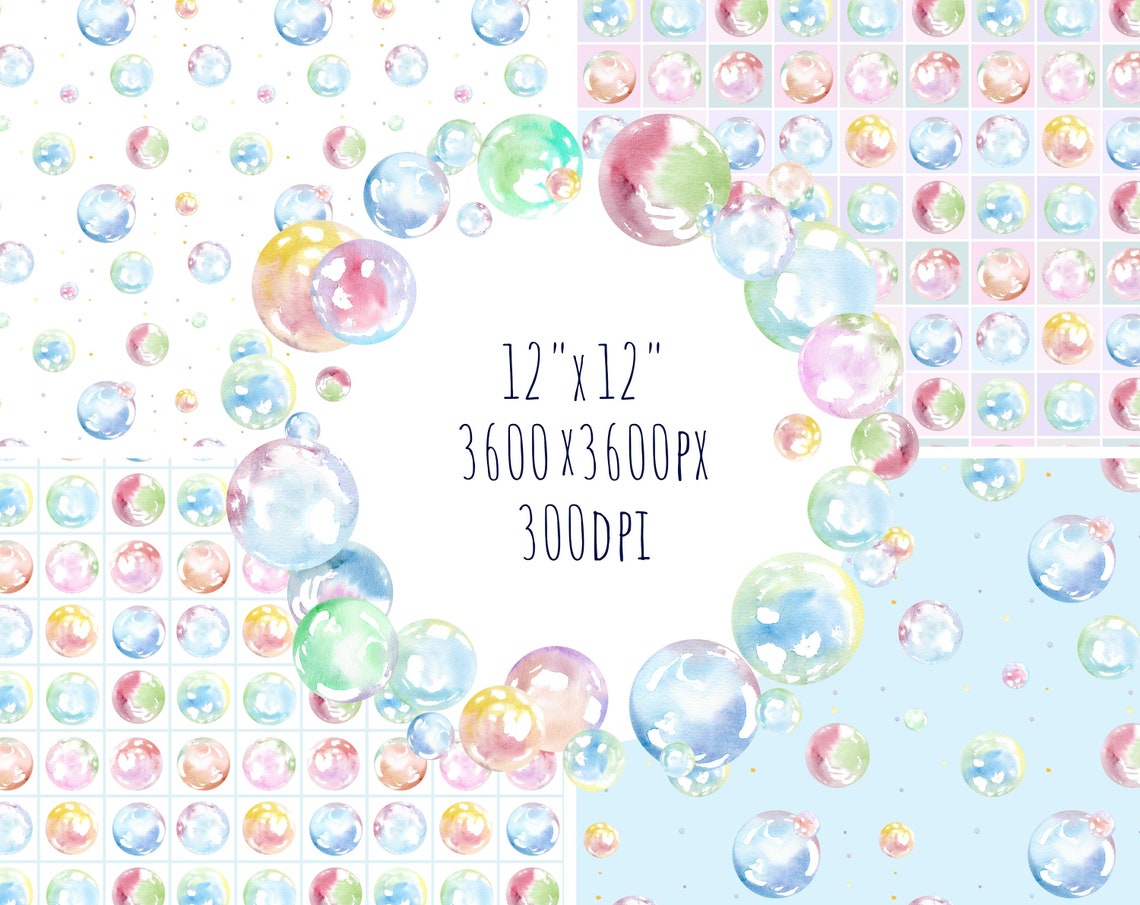 Bubble Watercolor Clipart Nursery Clipart. Digital Paper - Etsy