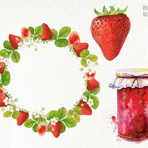 Watercolor Strawberry Clipart, Handpainted Bright Summer Fruits ...