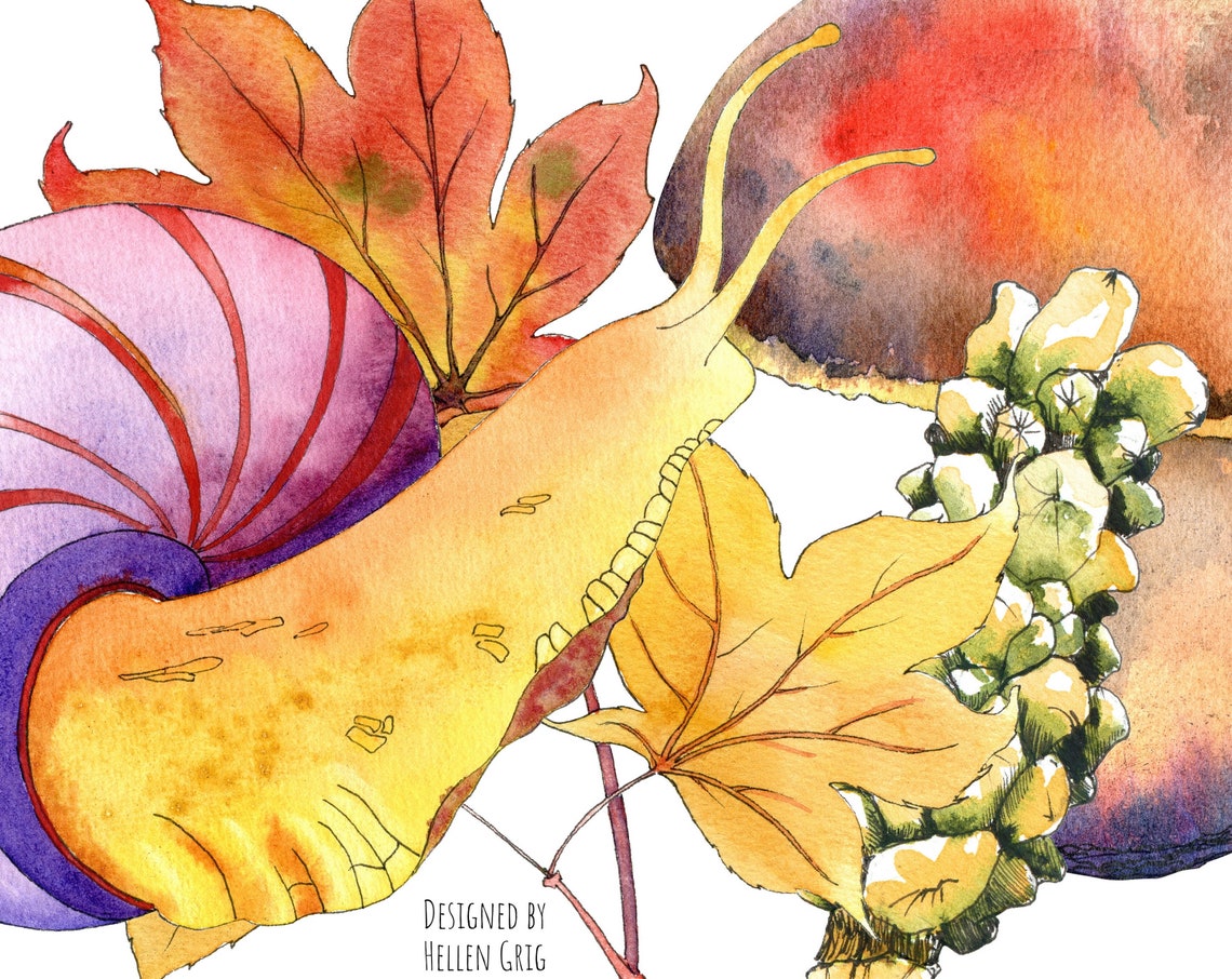 Watercolor Fall Clipart Forest Autumn Clipart Handpainted | Etsy