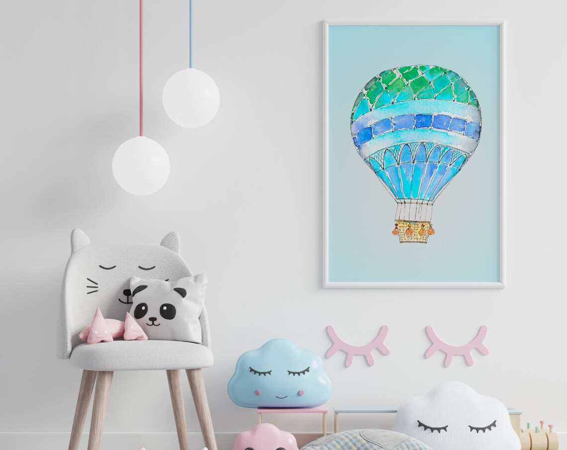 Hot Air Balloon Hand Painted Watercolor Clipart Nursery Clip | Etsy