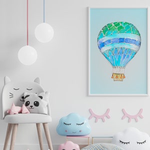 Hot Air Balloon Hand Painted Watercolor Clipart, Nursery Clip Art ...