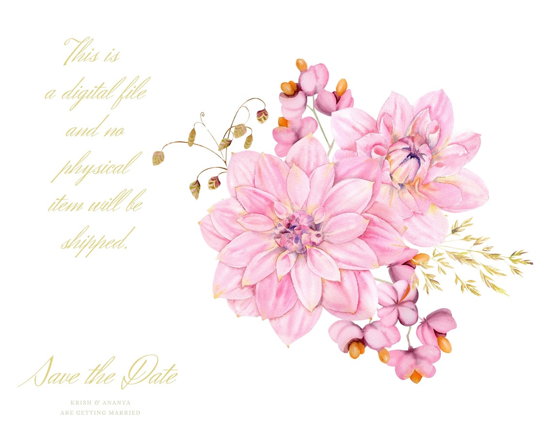 Watercolor Floral Clipart, Pink Dahlia Bouquets, Floral Arrangements ...