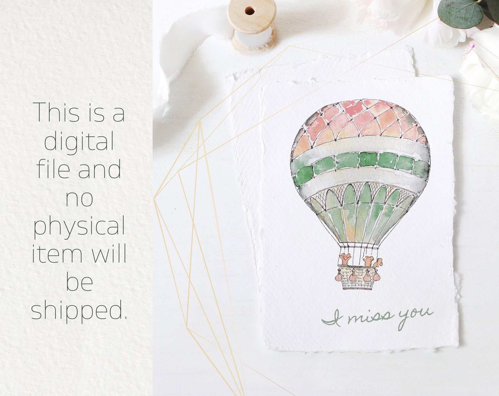 Hot Air Balloon Hand Painted Watercolor Clipart, Nursery Clip Art ...