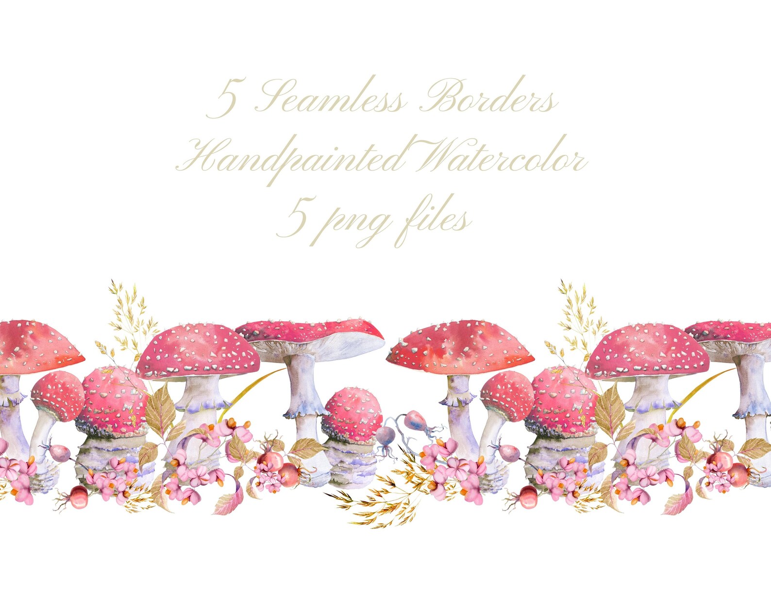 Pink Autumn Border. Watercolor Clipart. Fall Seamless Borders. - Etsy