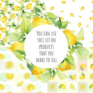 Watercolor Lemon Digital Paper, 12 Seamless Patterns. Handpainted ...