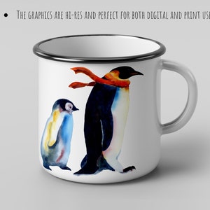 Watercolor Penguin Clipart, Handpainted Bright Winter Penguins for ...