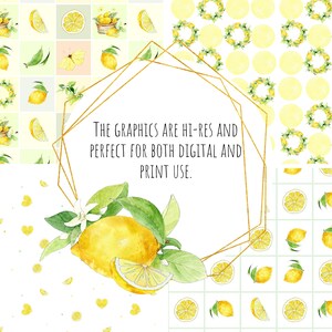 Watercolor Lemon Digital Paper, 12 Seamless Patterns. Handpainted ...