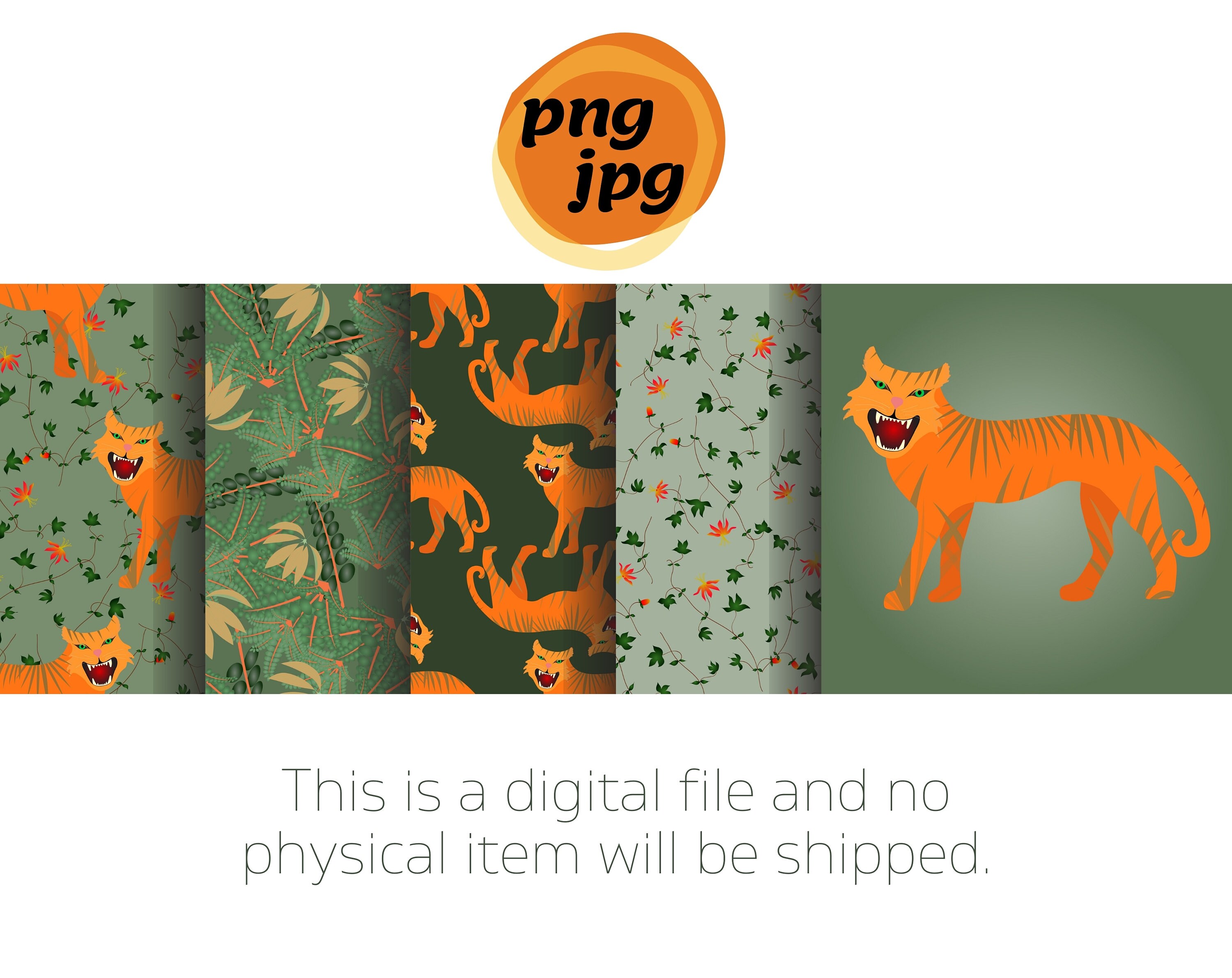 Exotic Tiger Digital Paper: Tropical Jungle Patterns (instant Download ...