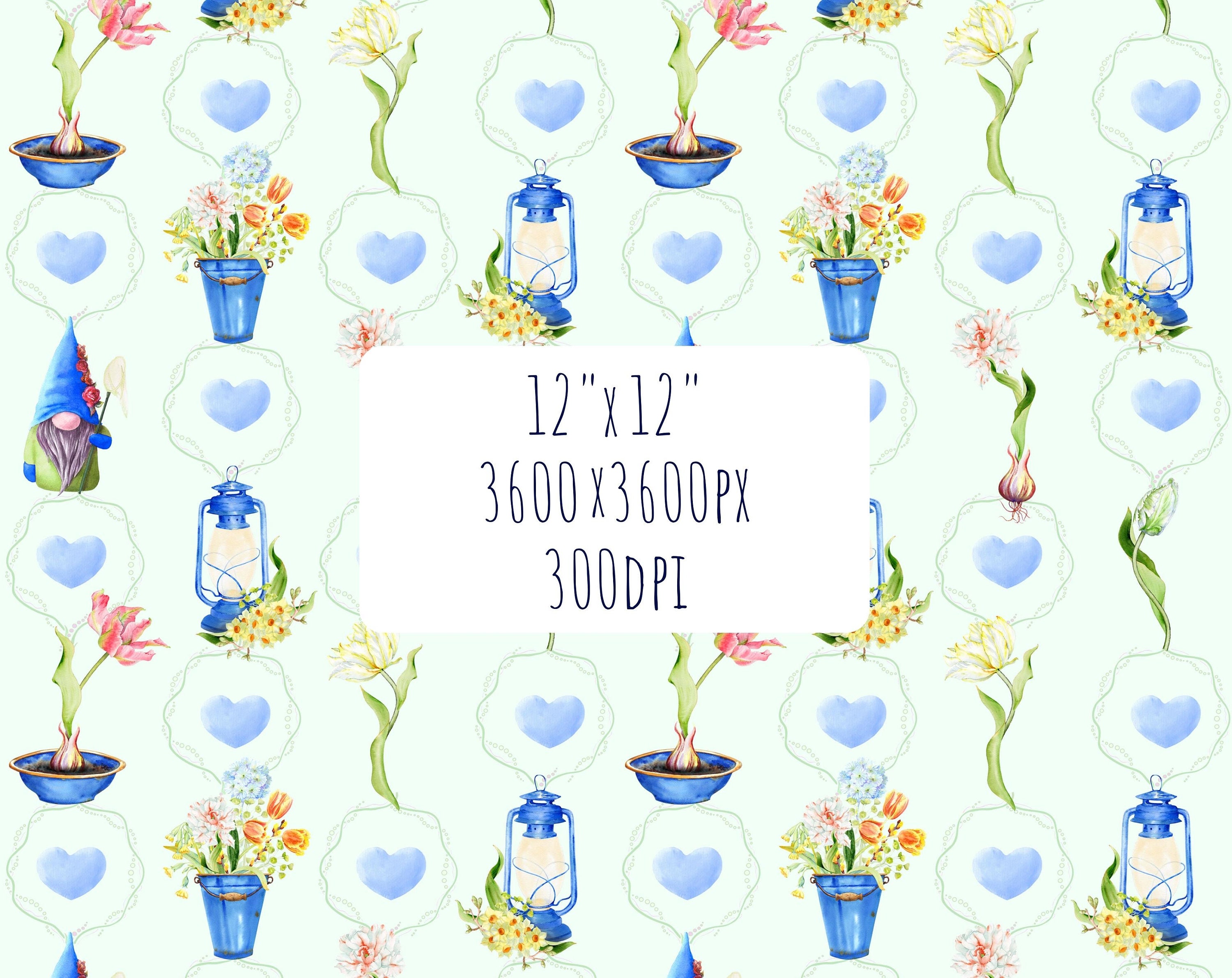 Watercolor Garden Digital Paper, 12 Seamless Patterns. Handpainted Farm ...