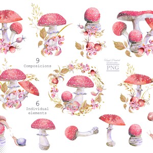 Watercolor Fall Clipart, Forest Autumn Clipart, Handpainted Mushrooms ...