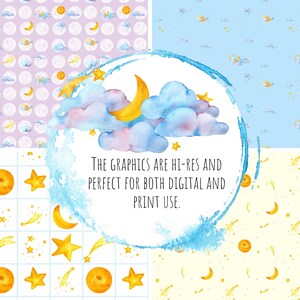 Watercolor Sky Digital Paper, 12 Seamless Patterns. Handpainted Clouds ...