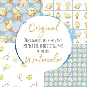 Watercolor Spring Digital Paper, 12 Seamless Patterns. Handpainted ...