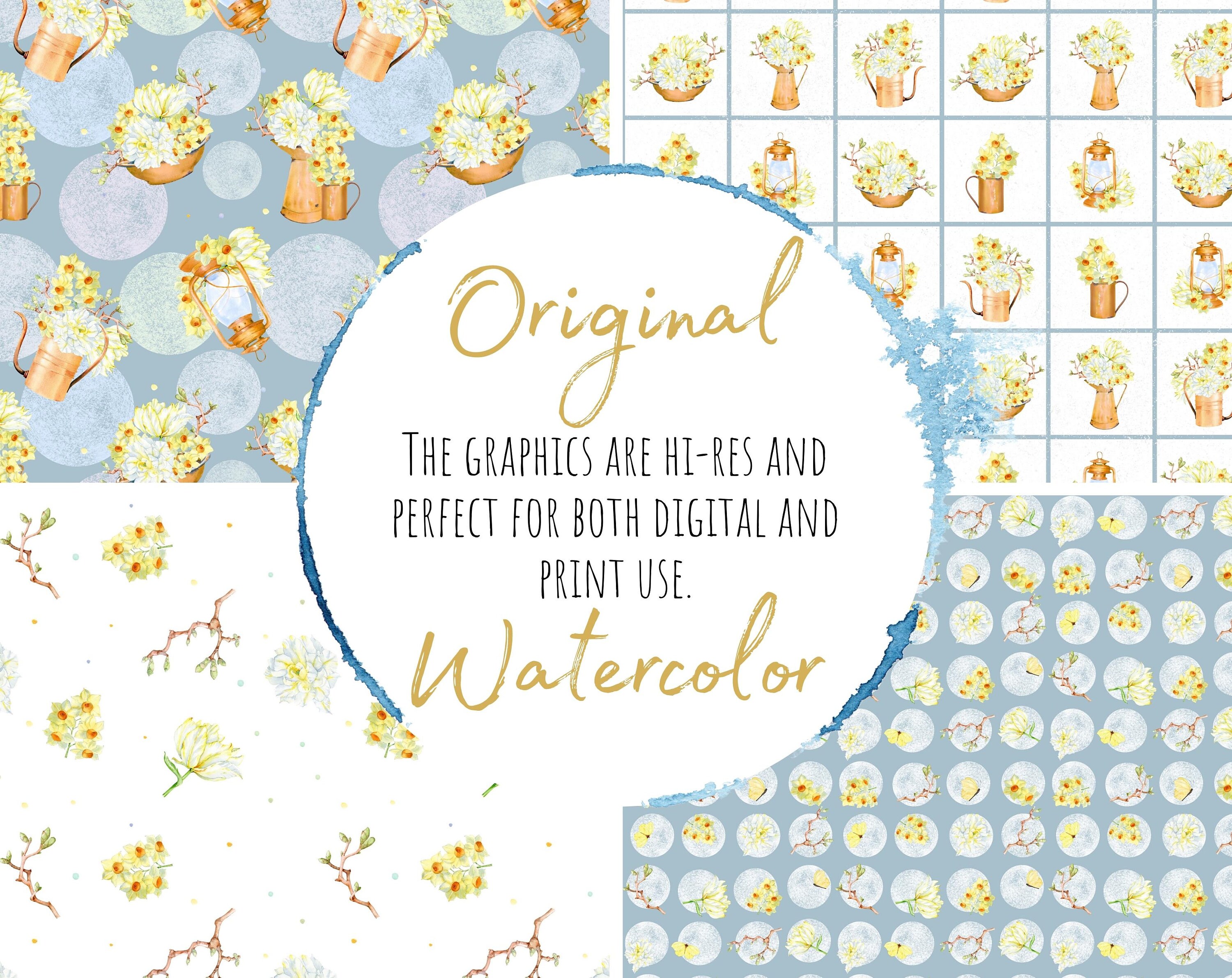 Watercolor Spring Digital Paper 12 Seamless Patterns. - Etsy