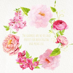 Watercolor Flower Clipart, Pink Peony Bouquets, Floral Arrangements ...
