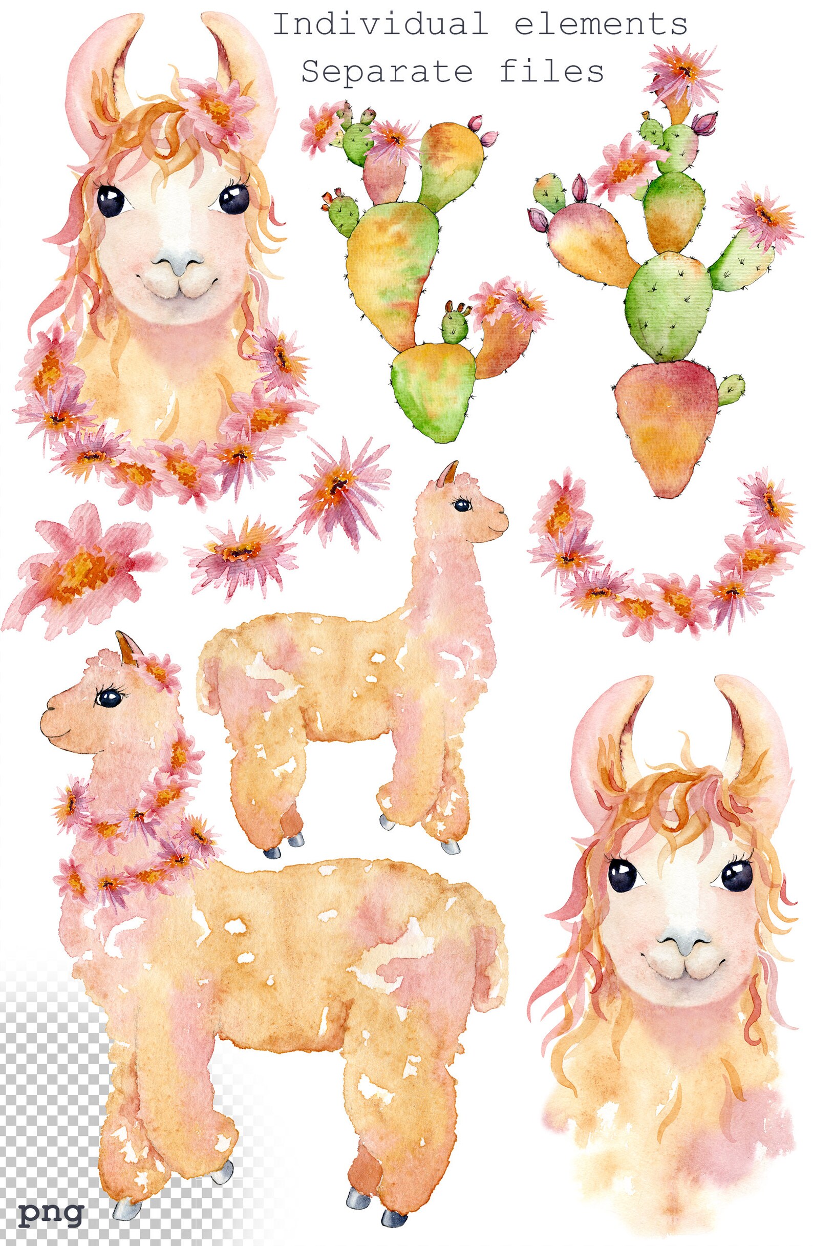 Watercolor Llama Clipart Handpainted Alpaca Clip Art for - Etsy