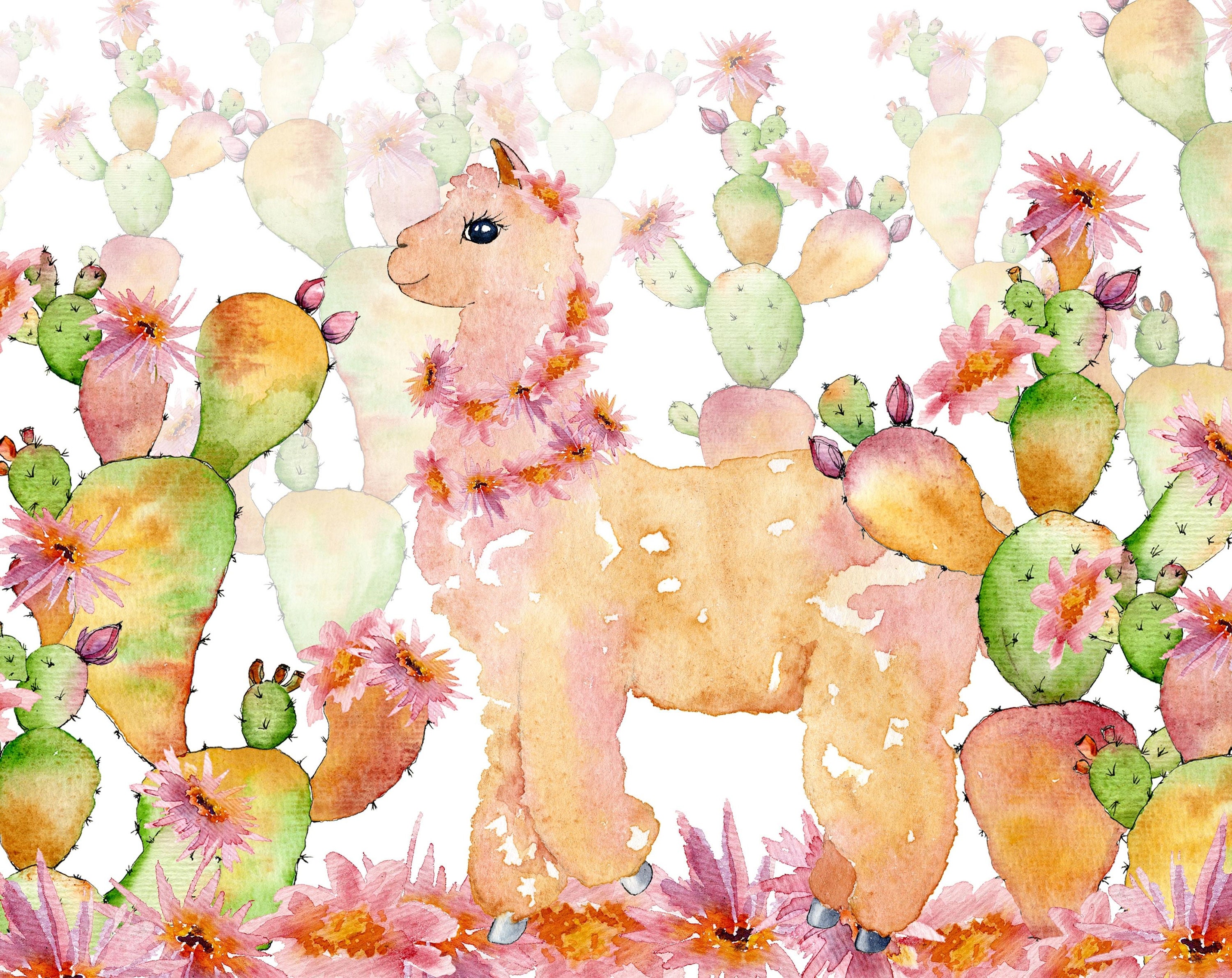Watercolor Llama Clipart, Handpainted Alpaca Clip Art for Nursery Decor ...