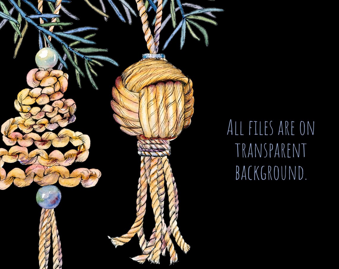 Watercolor Boho Christmas Clipart. Handpainted Winter Clipart. - Etsy