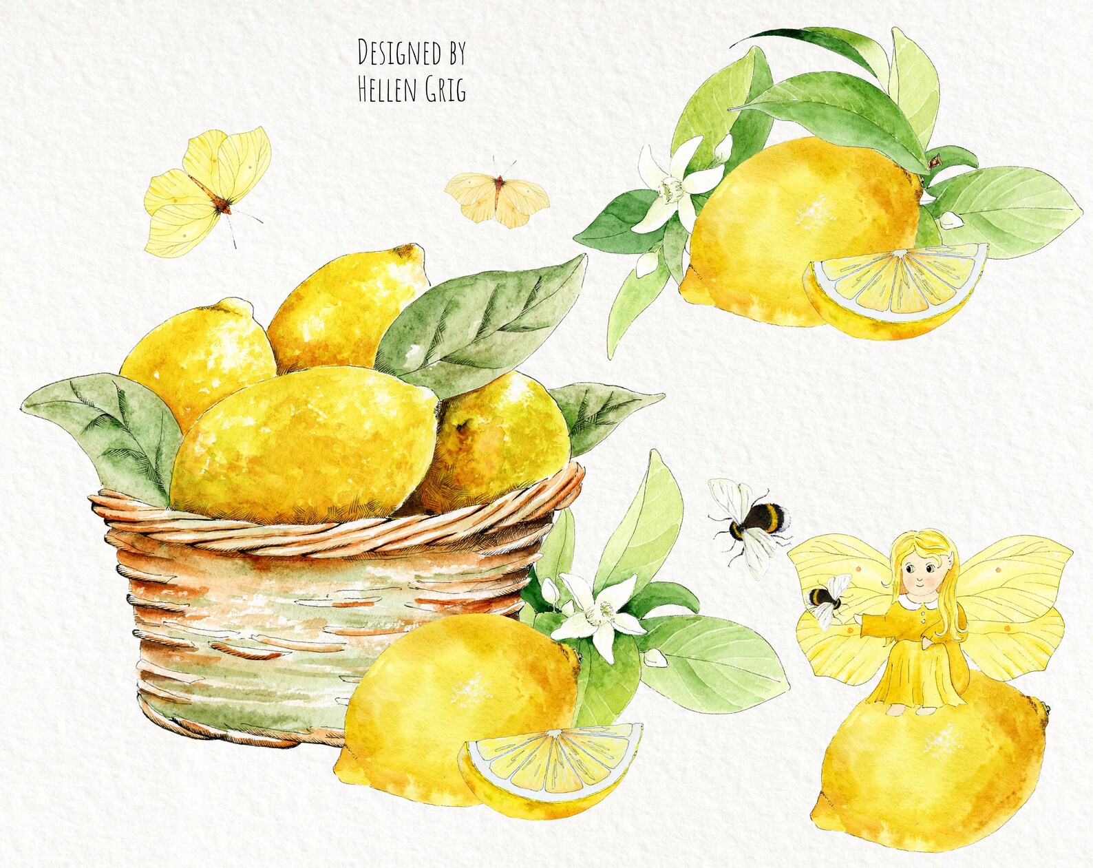 Watercolor Lemon Clipart Handpainted Bright Summer Fruit. Png - Etsy