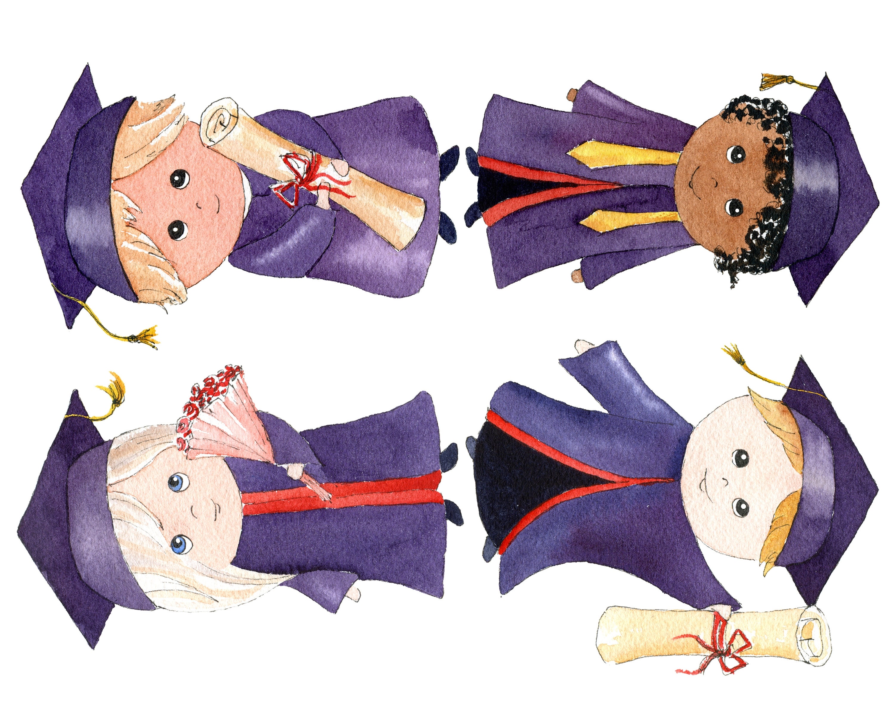 Graduation Clipart. School and University Clip Art. Student Handpainted ...